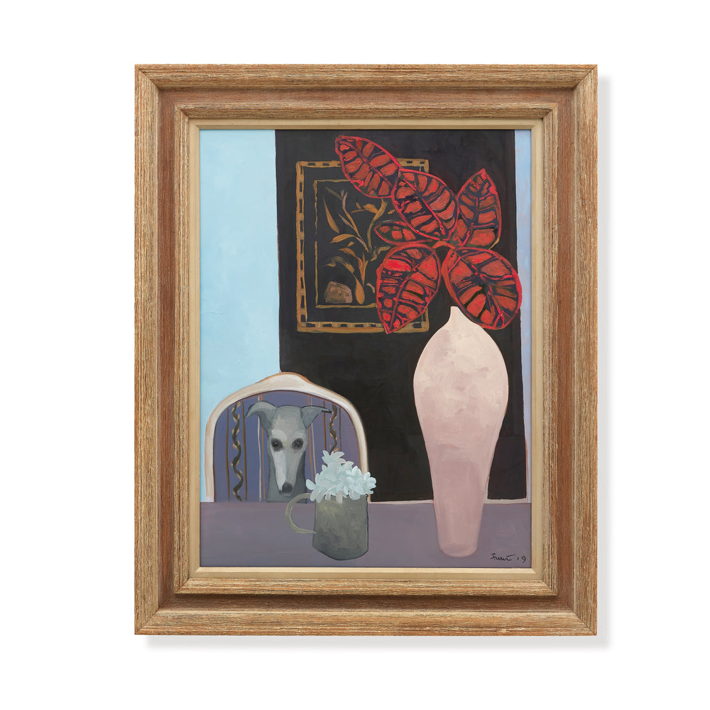 Whippet and Red Croton Leaves by John Funt, 2019/2025 (34" x 28 ...