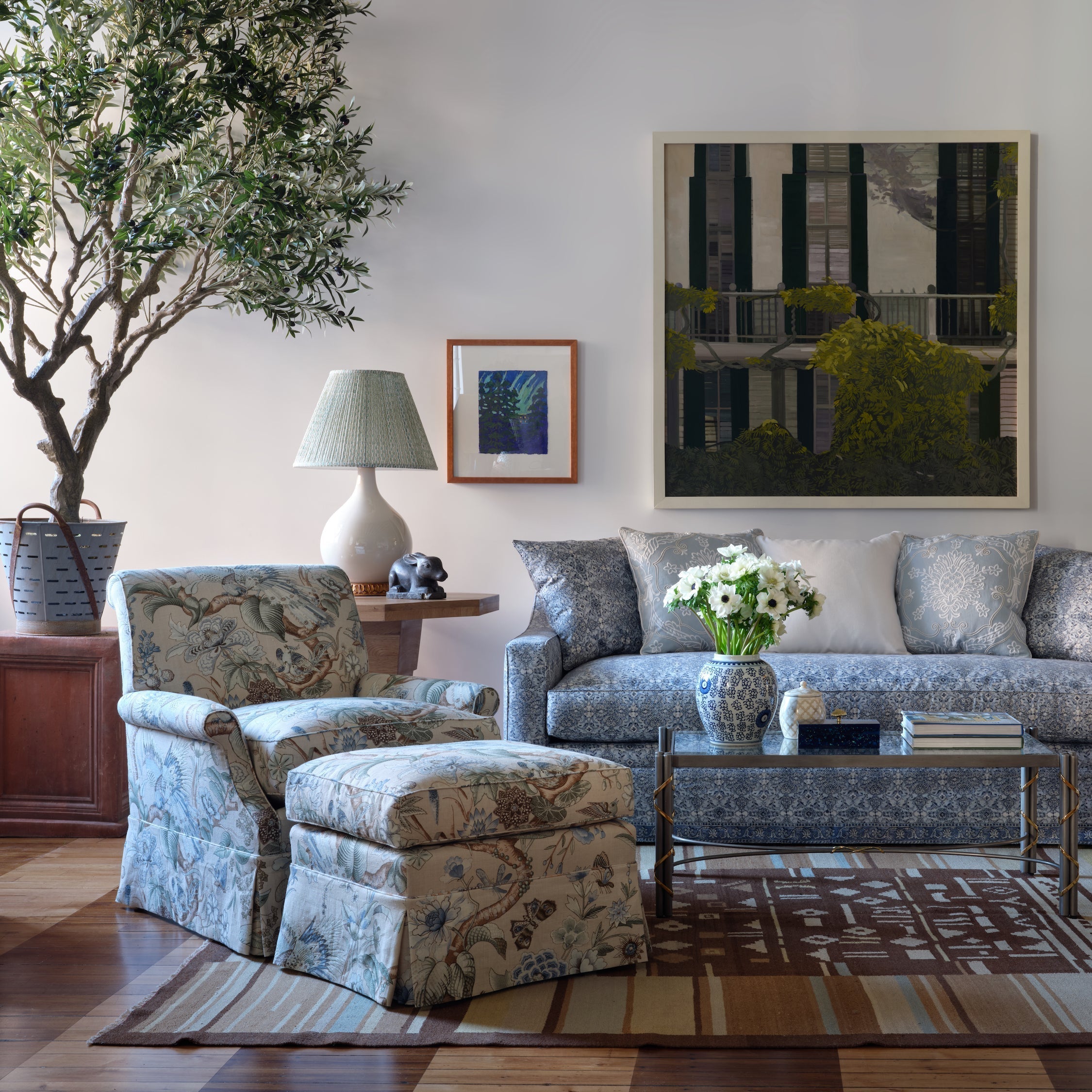 Greenfield Print Fabric (Sky) – Bunny Williams Home