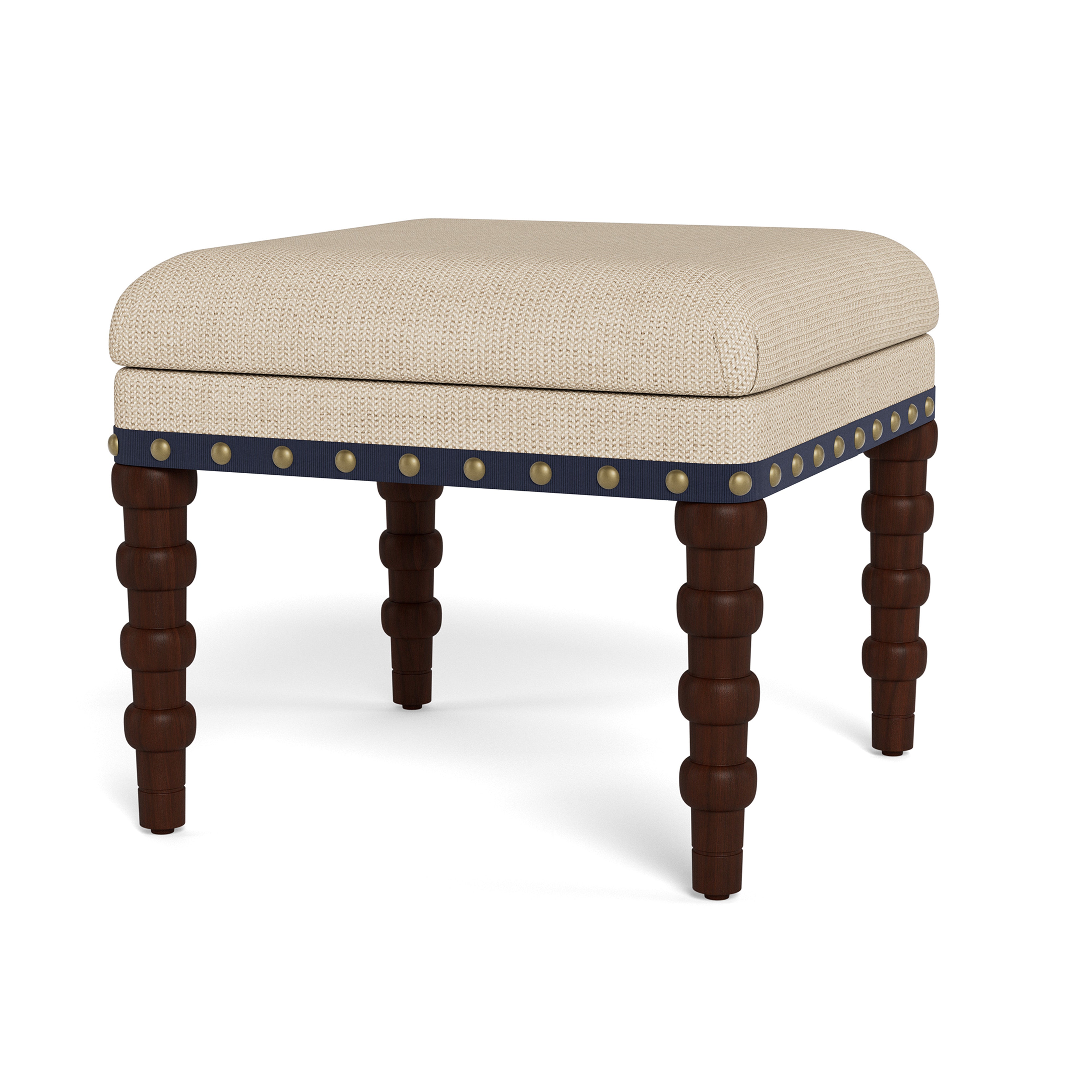 Navy Tape Stool - Made to Order Upholstery – Bunny Williams Home