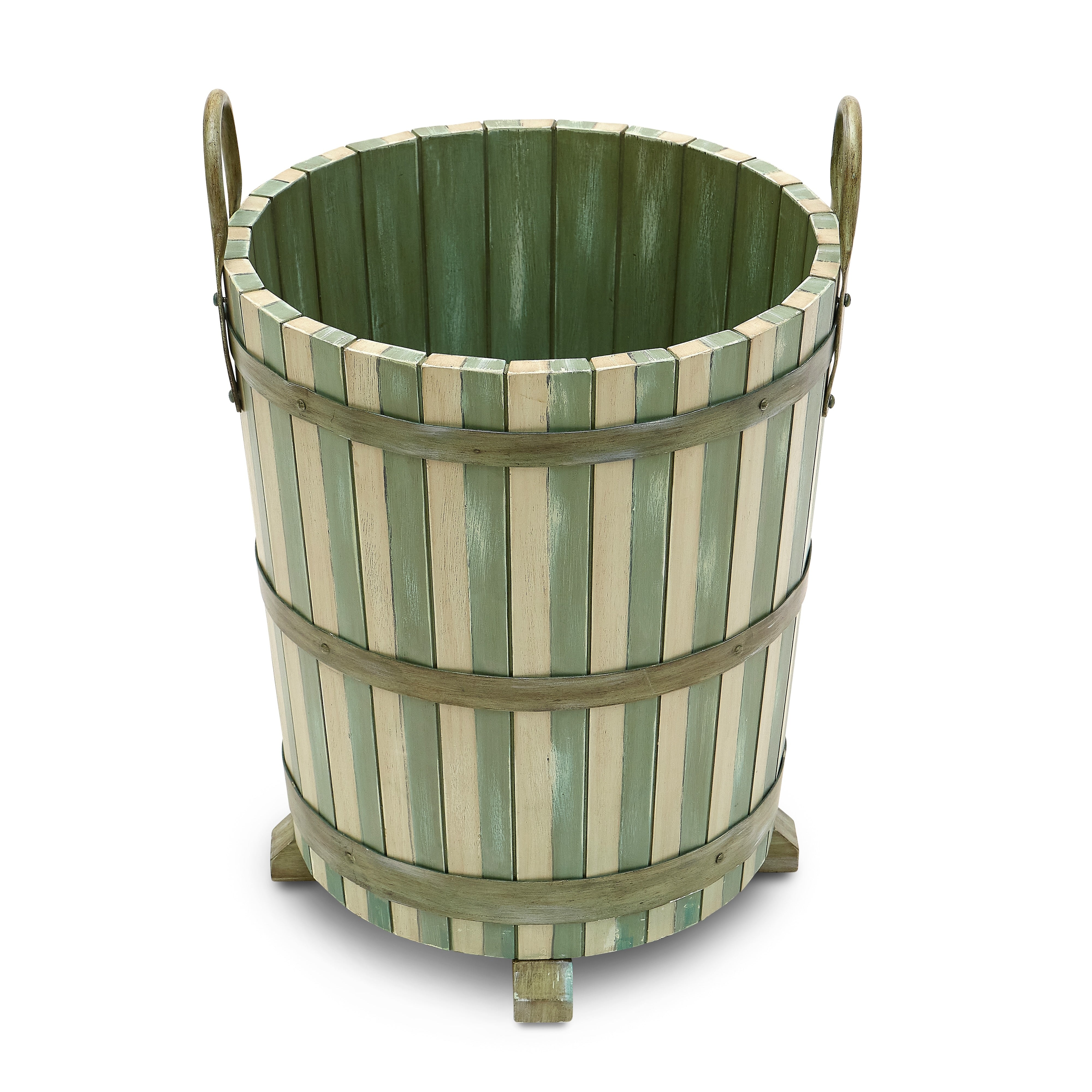 Hand Painted Gray and Green Stripe Planter by Bunny Williams Home